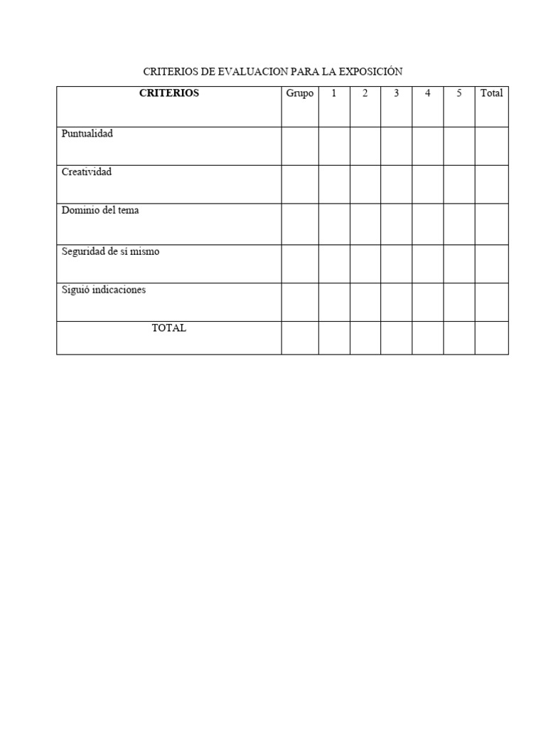 Criterios de Evaluacion Para La Exposición_090433 (1) | PDF