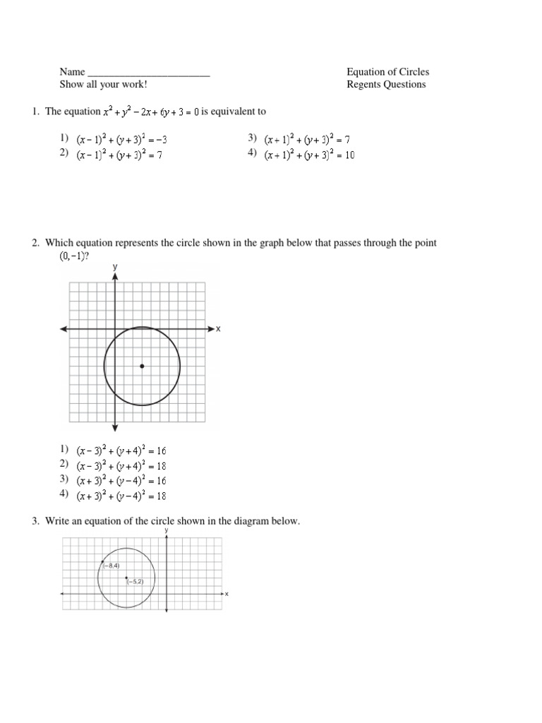 Circle Geometry Regents Practice Questions | PDF