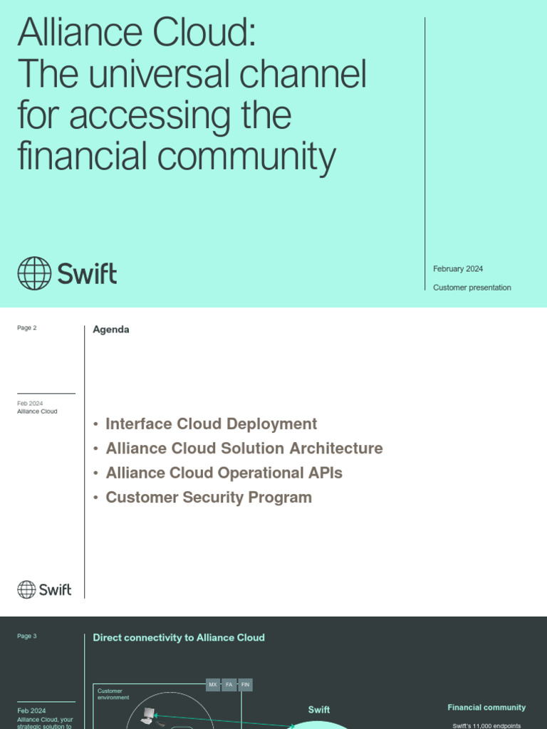 1-Alliance Cloud - Alliance - Connect - To - SWIFT - New - May2024 | PDF | Cloud Computing ...