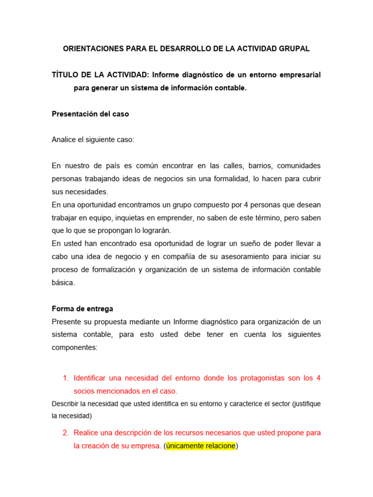 Orientaciones Actividad 01 | PDF | normas internacionales de INFORMACION FINANCIERA | Contador