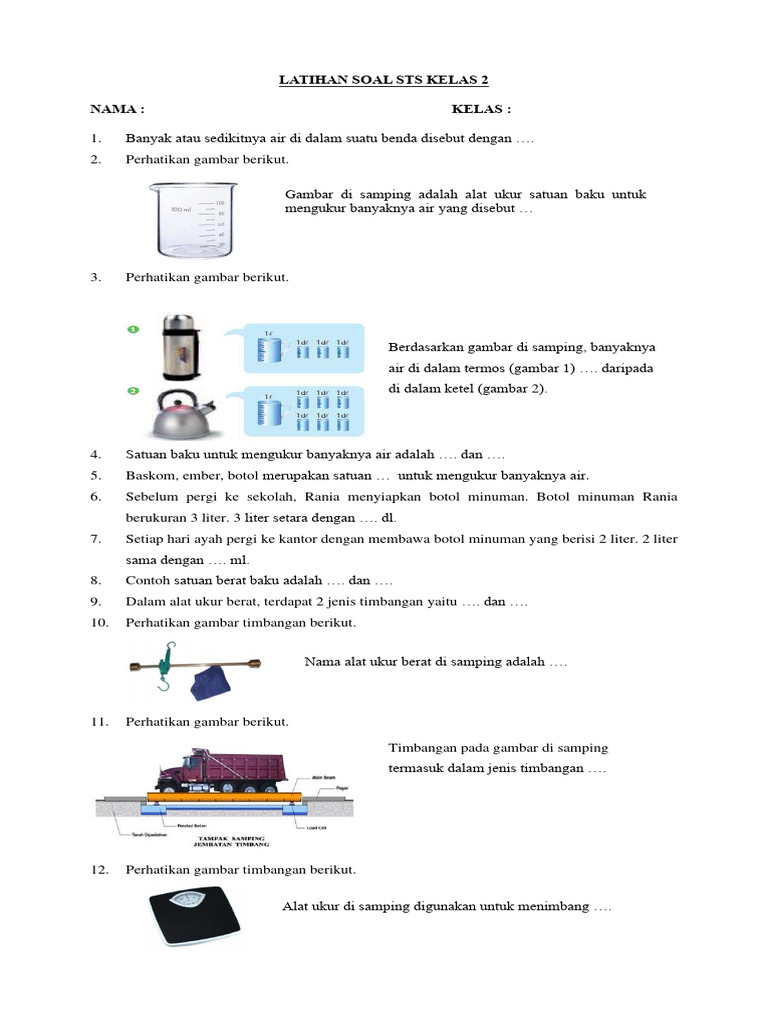 Latihan Soal MTK Sts Kelas 2 | PDF