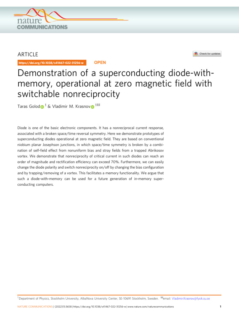 Demonstration of A Superconducting Diode-With-Memory, Operational at ...