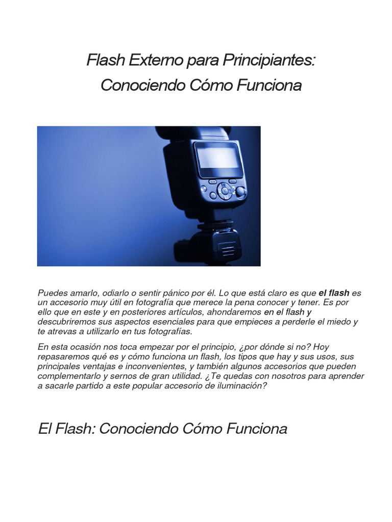 Foto Flash Externo para Principiantes | Descargar gratis PDF | Cámara ...