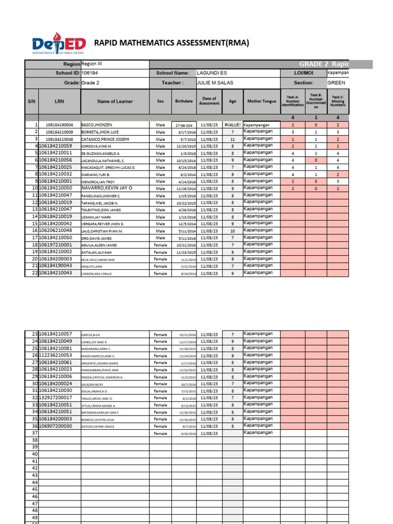 RMA_G2-Green | PDF | Arithmetic | Mathematics