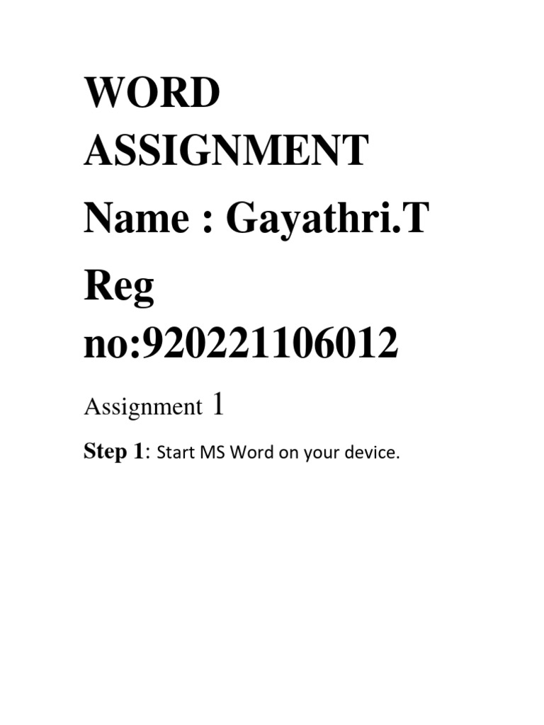 Kani BASIC WORD ASSIGNMENT 1 | PDF | Career & Growth | Computers