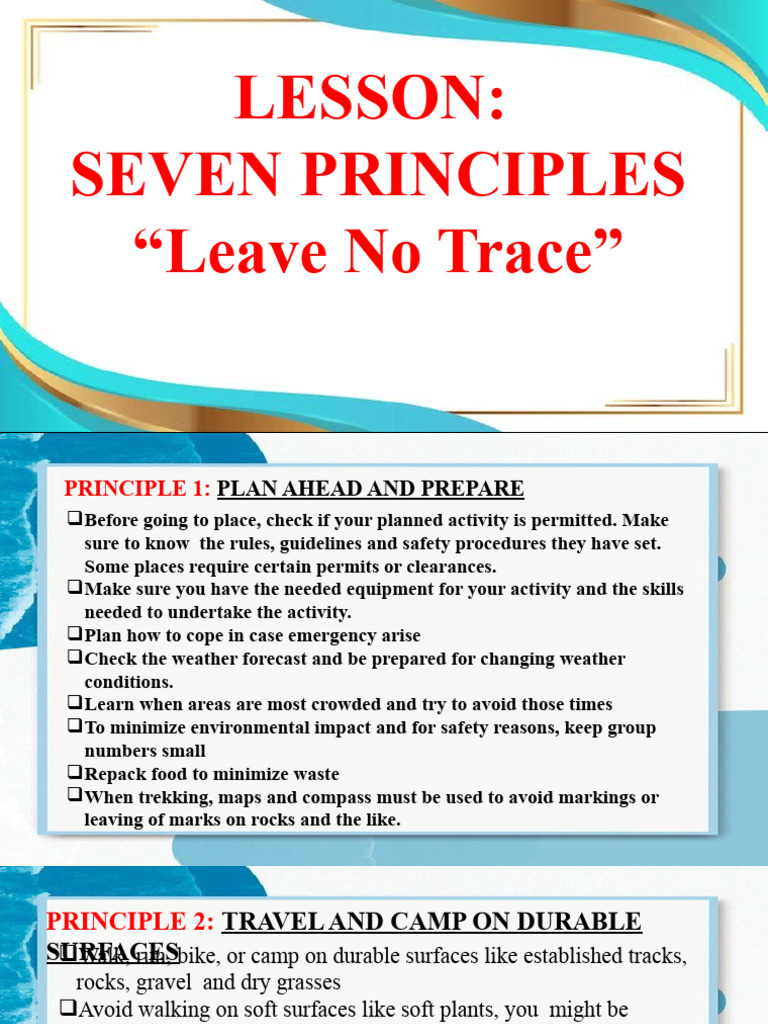 Seven Principles of Leave No Trace | PDF | Natural Environment