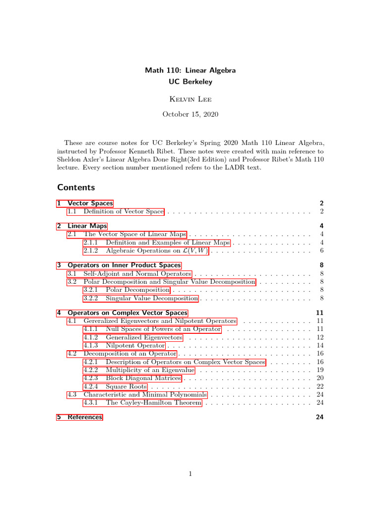 Linear Algebra Uc Berkeley 1714995504 | PDF | Eigenvalues And ...