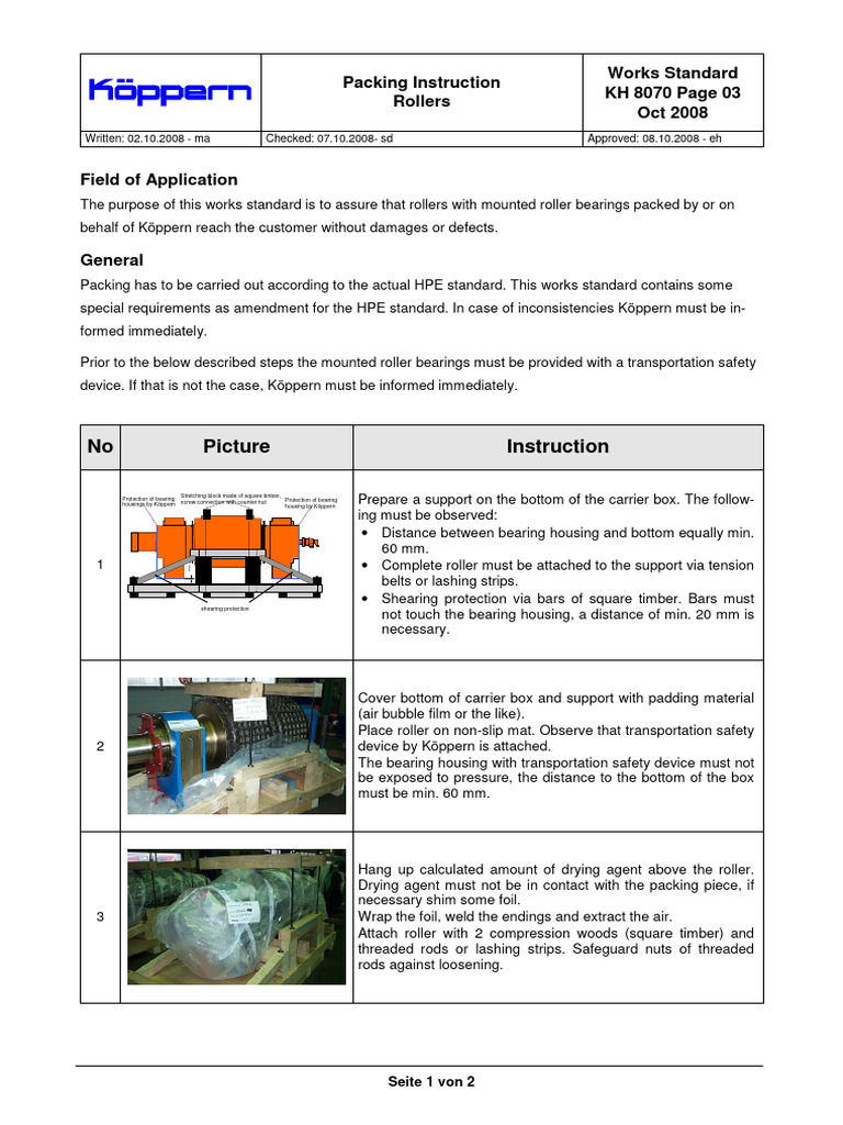 Roller Packing Instructions KH 8070 | PDF | Mechanical Engineering
