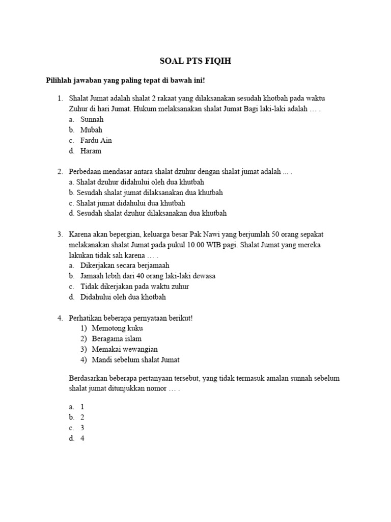 Soal Fiqih Kelas 7 | PDF | Karier & Perkembangan | Pengembangan Diri