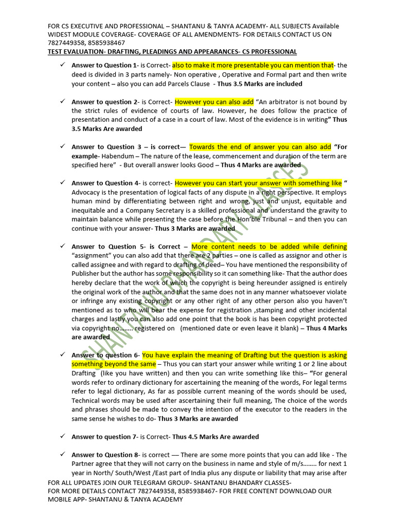 Drafting-Test Evaluation Sheet - June 2024 | PDF | Assignment (Law ...
