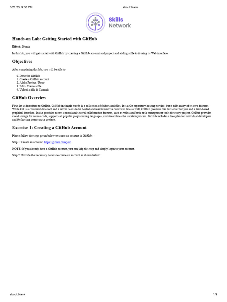 Hands-On Lab - Getting Started With GitHub | Download Free PDF | Command Line Interface ...