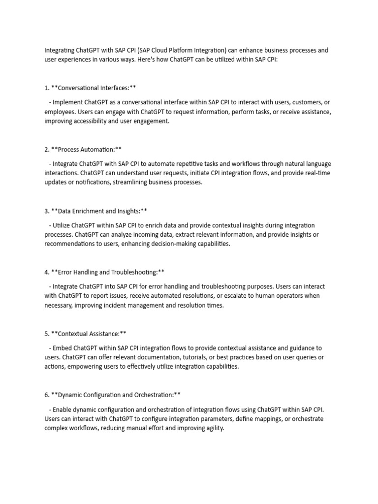 Integrating ChatGPT With SAP CPI | PDF | Business Process | Central Processing Unit