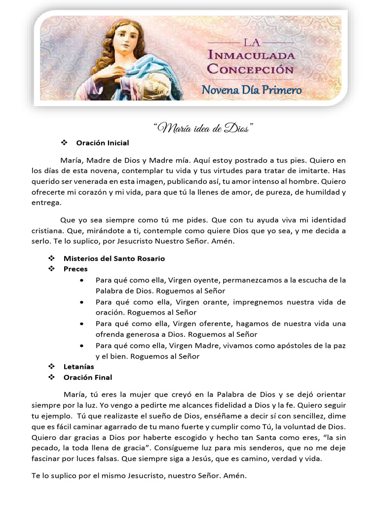Novena Inmaculada Concepción | PDF