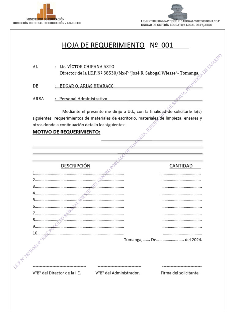 Hoja de Requerimiento | PDF