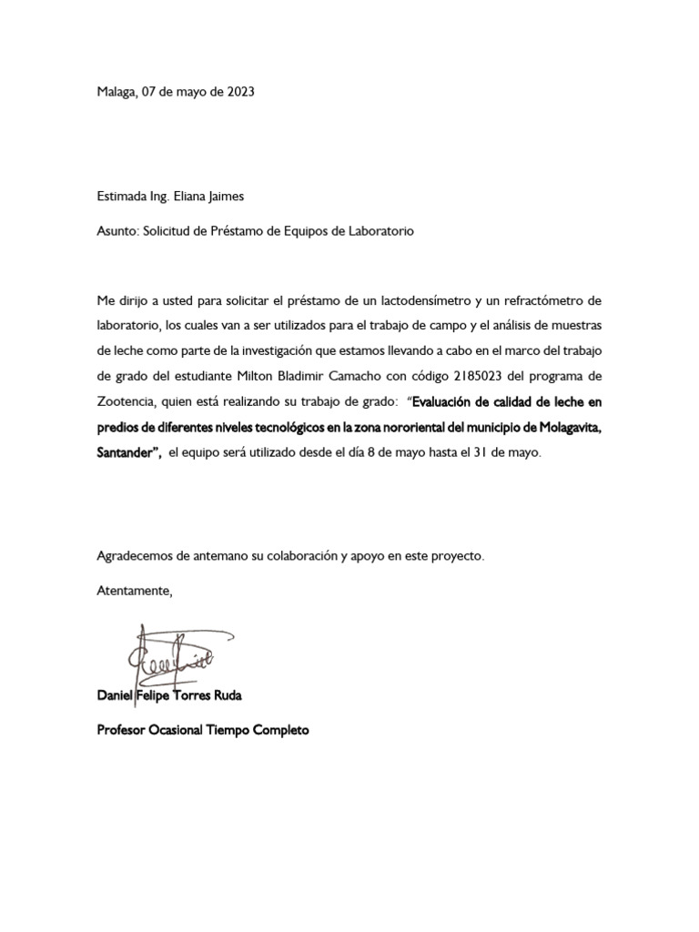 Solicitud de Préstamo de Equipos de Laboratorio | PDF