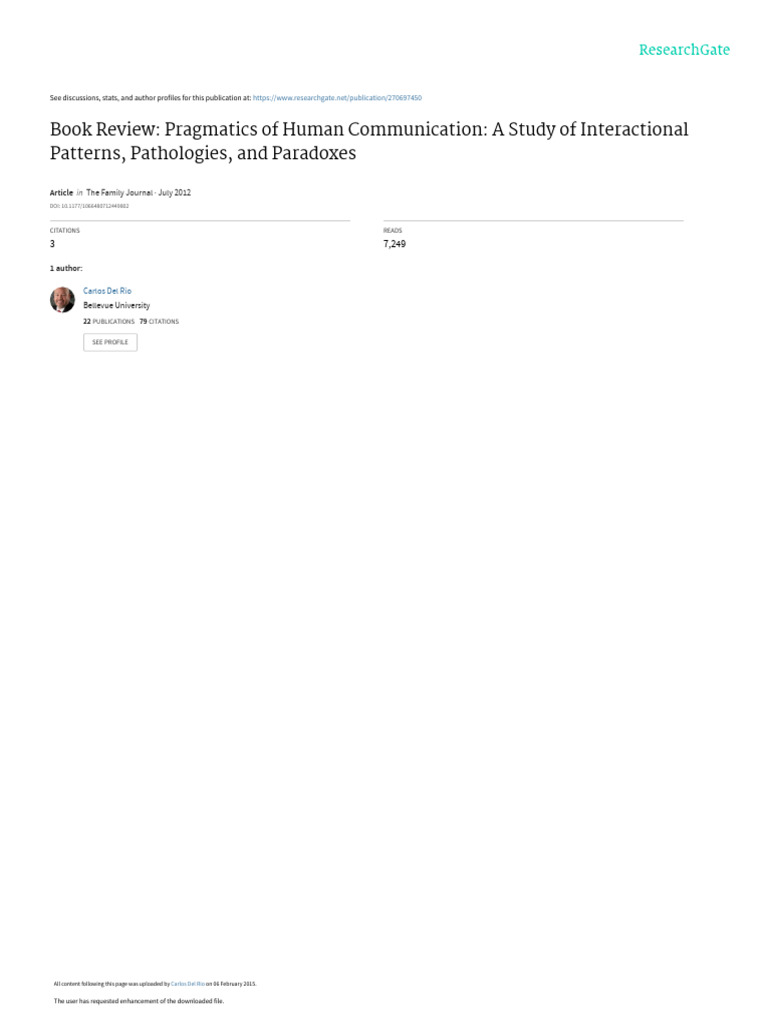 Pragmaticof Human Communication | PDF | Communication | Semantics