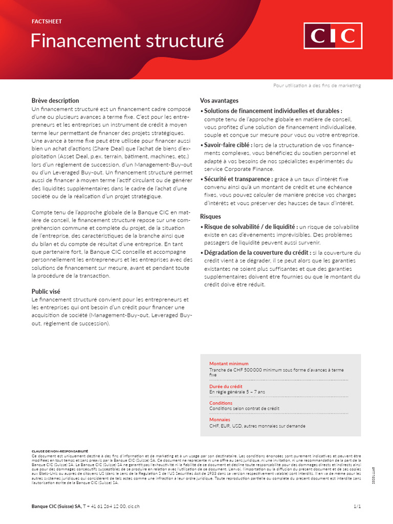 Financement structuré pour entreprises | PDF | Crédit | Finance et ...