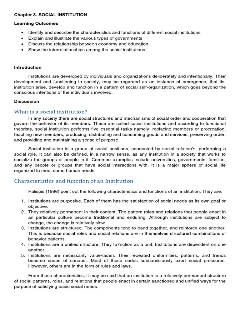 Understanding Social Institutions and Families | PDF | Family | Institution
