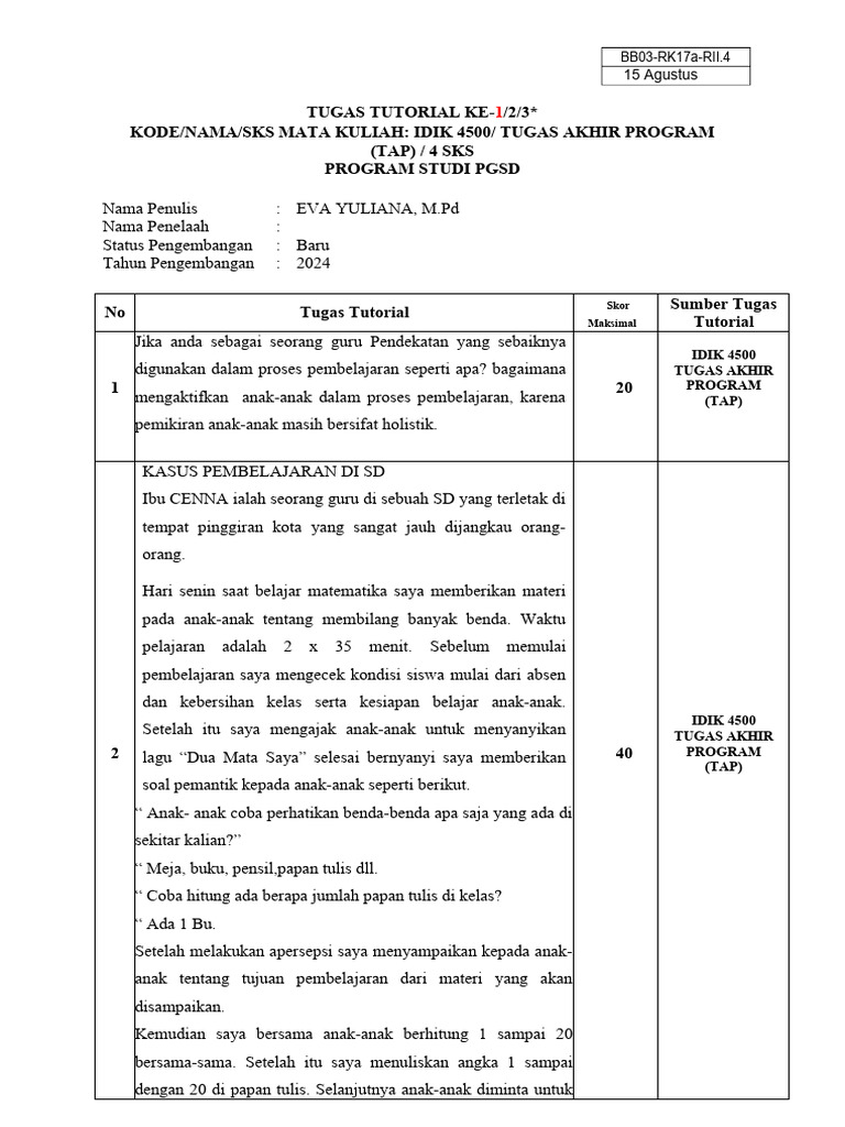Tugas Tutorial Ke 1 Tap | PDF
