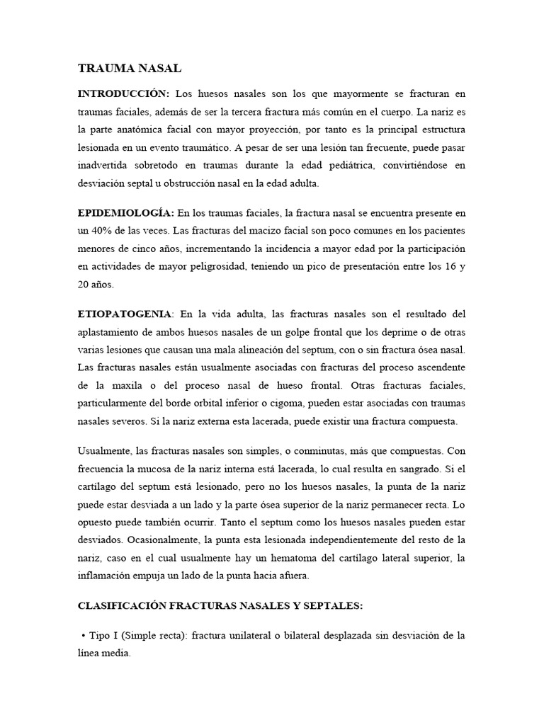 Trauma Nasal | PDF | Hueso | Medicina