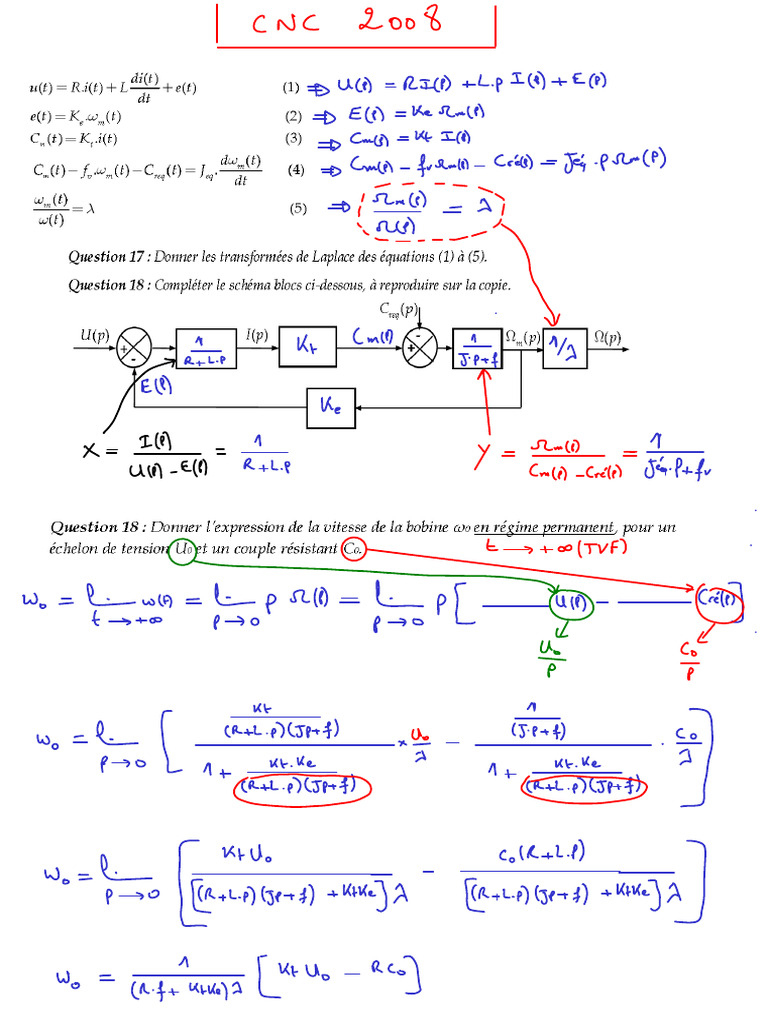 Corr CNC 2008 Partie Asservissement | PDF
