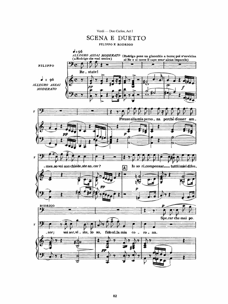 Duetto Filippo Rodrigo - Don Carlo (Verdi) | PDF