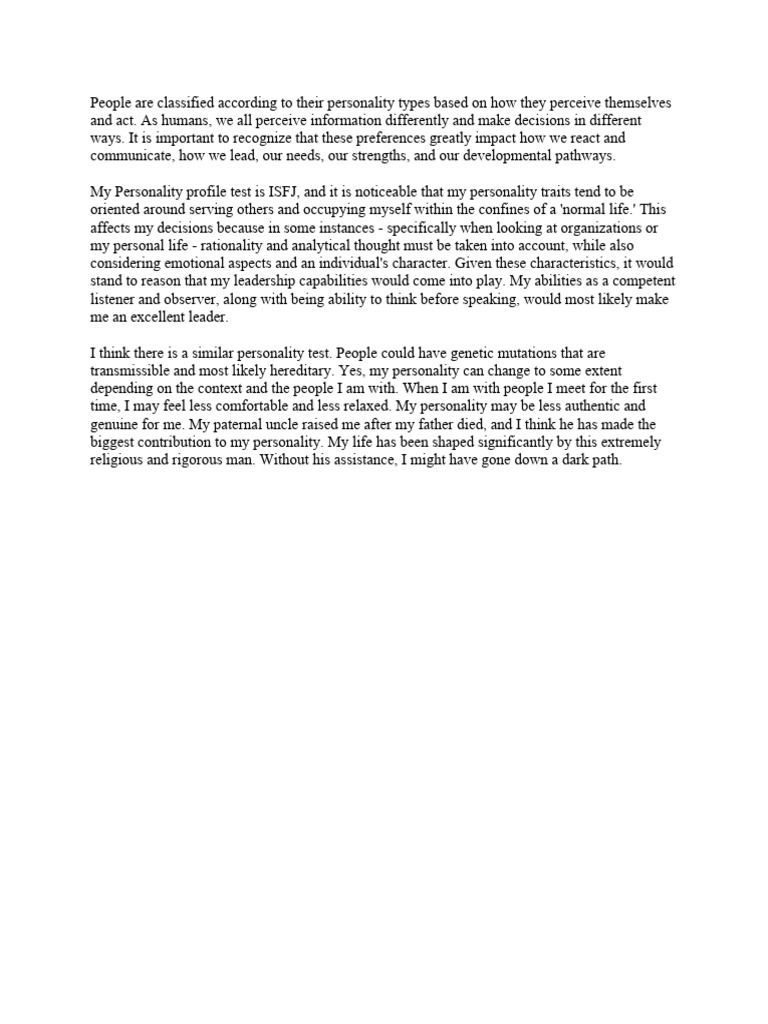 Personality Type | PDF | Self-Improvement | Wellness