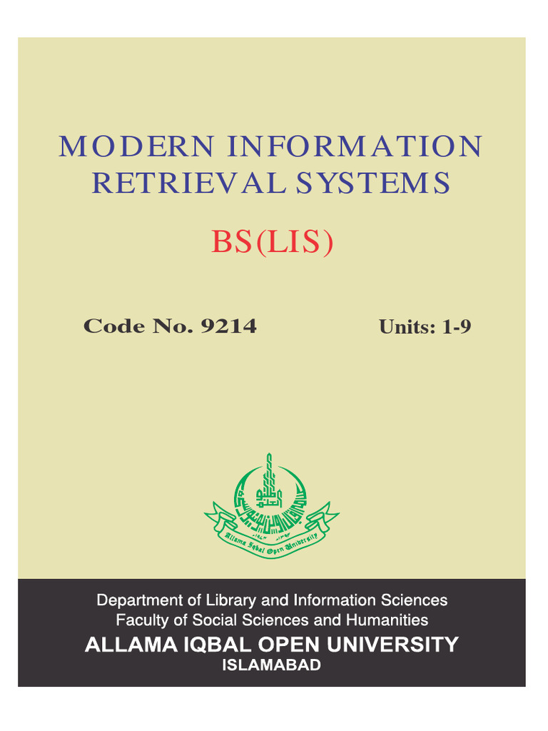 Modern Information Retrieval Systems: Bs (Lis) | PDF | Metadata | Databases