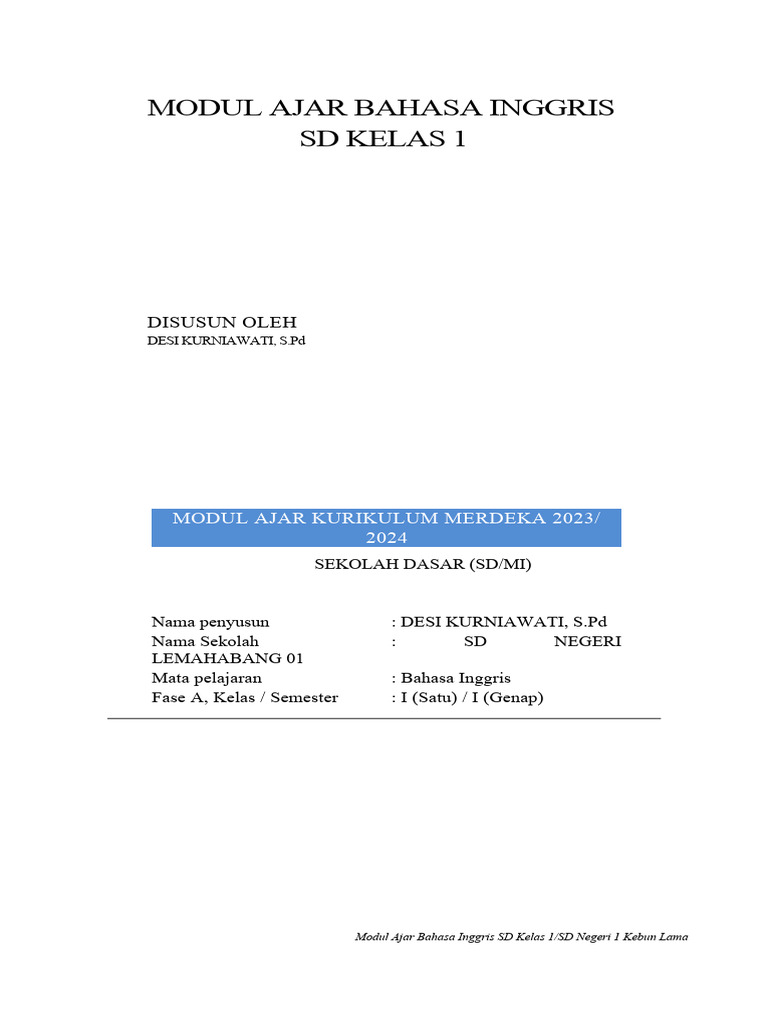 Modul Ajar Kumer 1 | PDF | Seni & Disiplin Bahasa