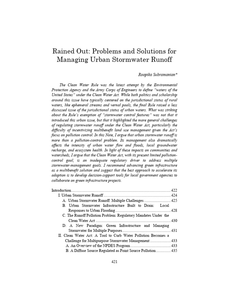 Rained Out Problems and Solutions For Managing Urban Stormwater Runoff | PDF | Stormwater ...