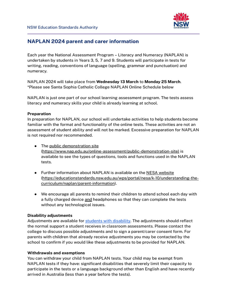 2024 - NAPLAN Online - Parent Letter | PDF | Learning | Behavior Modification