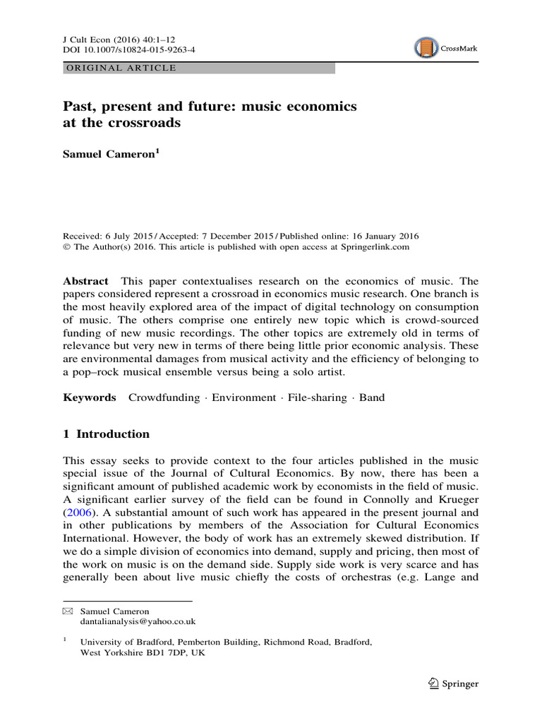 AG - Past, Present and Future Music Economics at The Crossroads | PDF ...