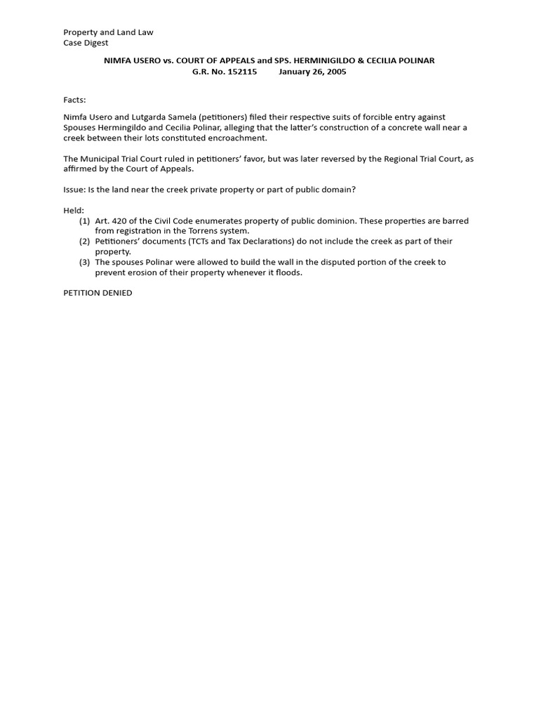 Land Law Case Summaries | PDF | Judgment (Law) | Lawsuit