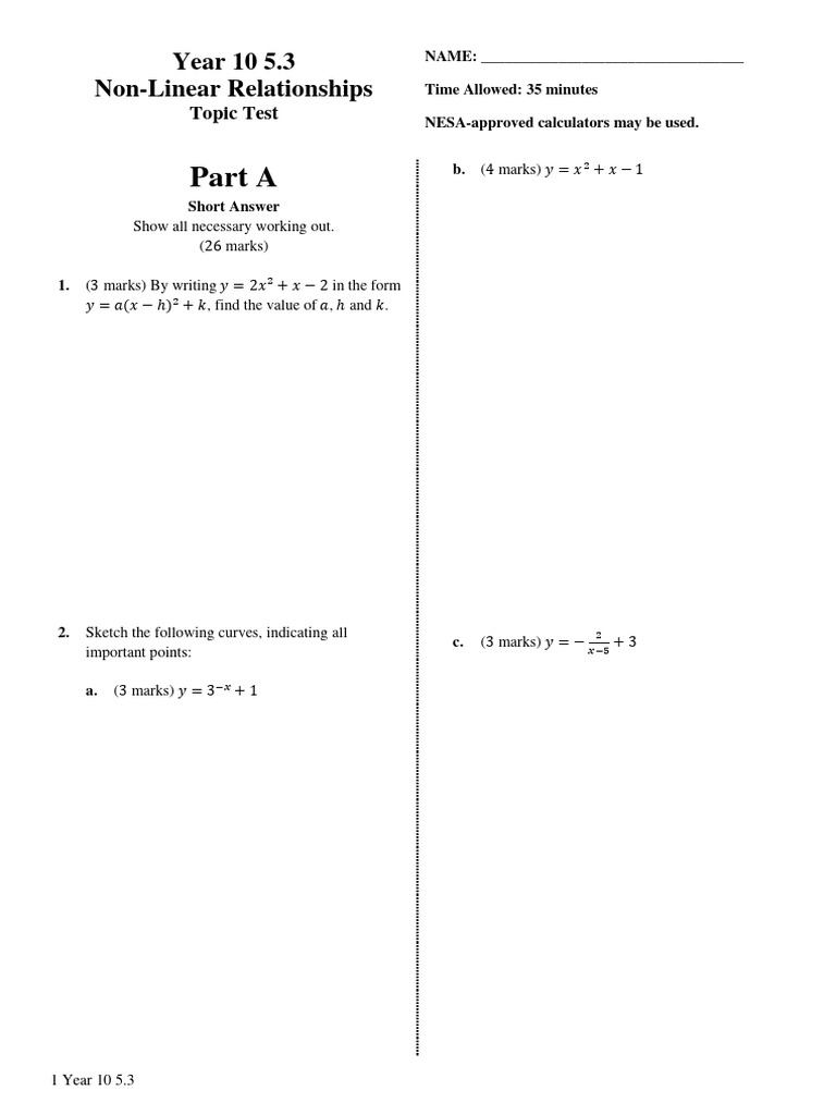 Non-Linear Relationships TT | PDF | Area | Equations