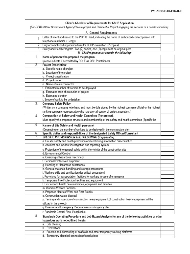 Construction Safety Health Program Checklist | PDF | Occupational ...