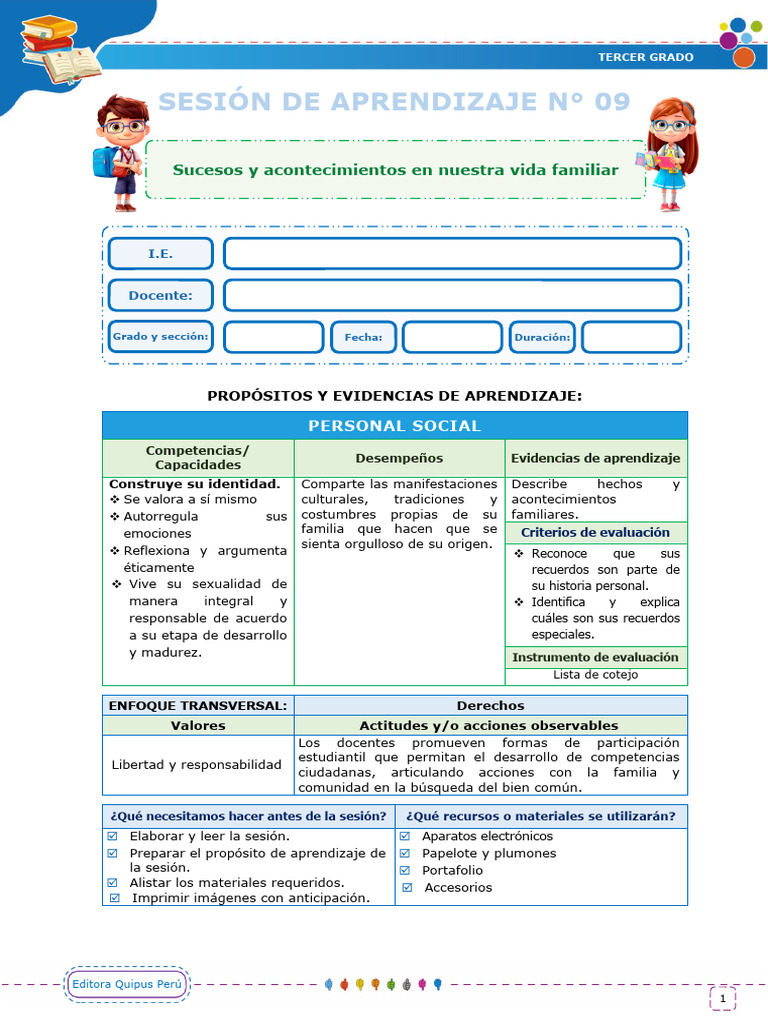 Sesiones de Aprendizaje - Semana 2 - UD III - Editora Quipus Perú | PDF | Evaluación | Aprendizaje