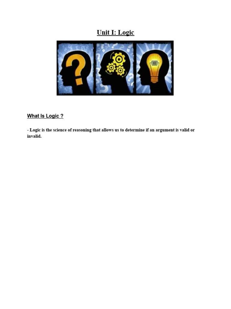 Unit 1 - Logic | PDF | Philosophy | Science & Mathematics