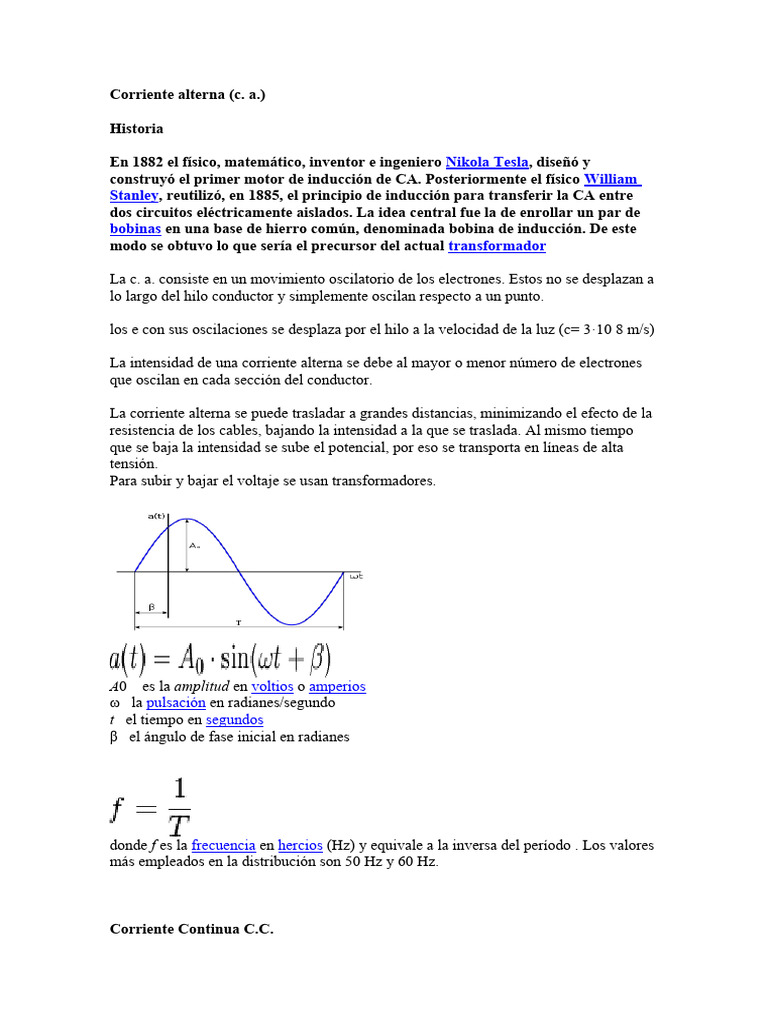 Corriente Alterna | PDF | Corriente continua | Corriente eléctrica