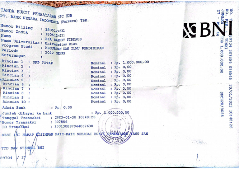 Bukti Pembayaran SPP | PDF