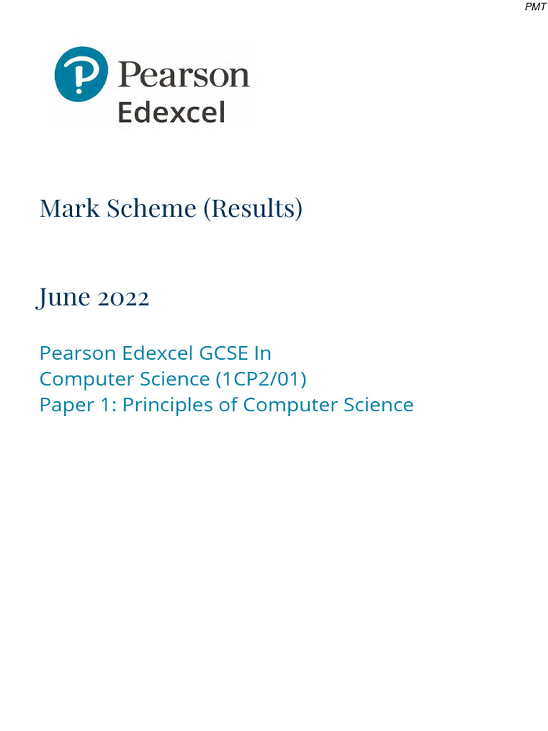 June 2022 MS - Paper 1 Computer Edexcel Science GCSE | PDF | Computer ...