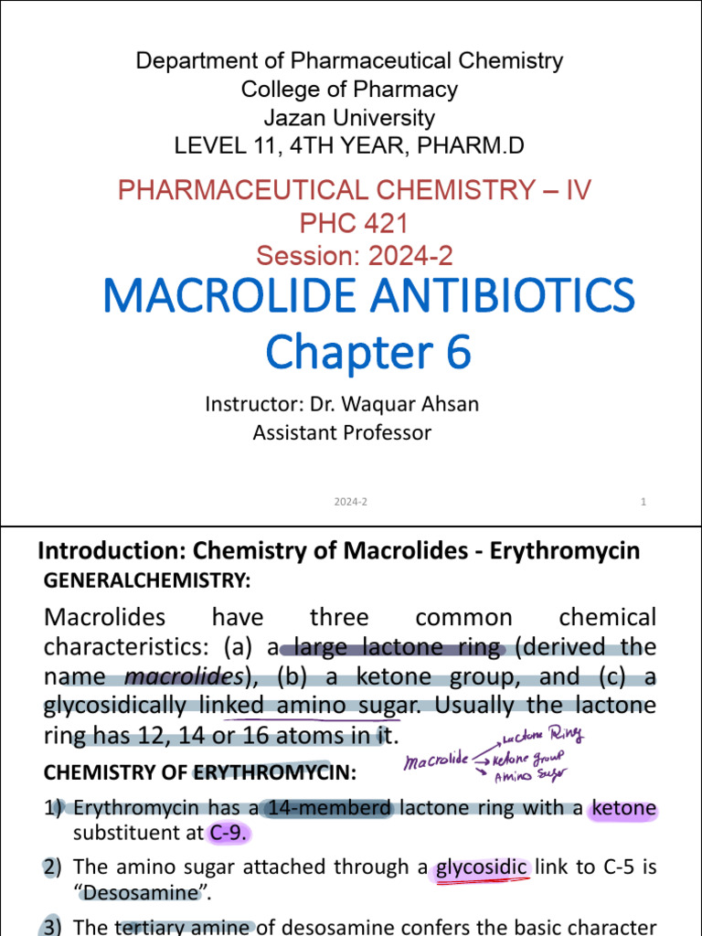 6 - Chapter6, Macrolides and Chloramphenicol - 2024 - 2 | PDF | Bacteria | Antimicrobial Resistance