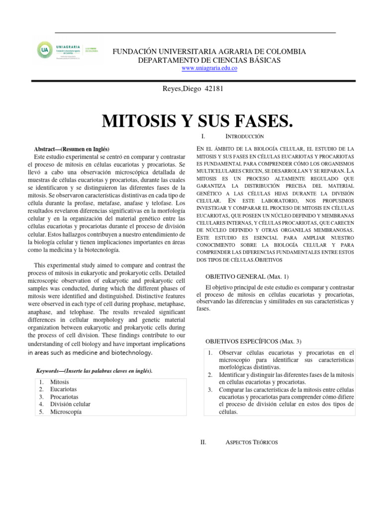 Informe DERH | PDF | Mitosis | Biología Celular)