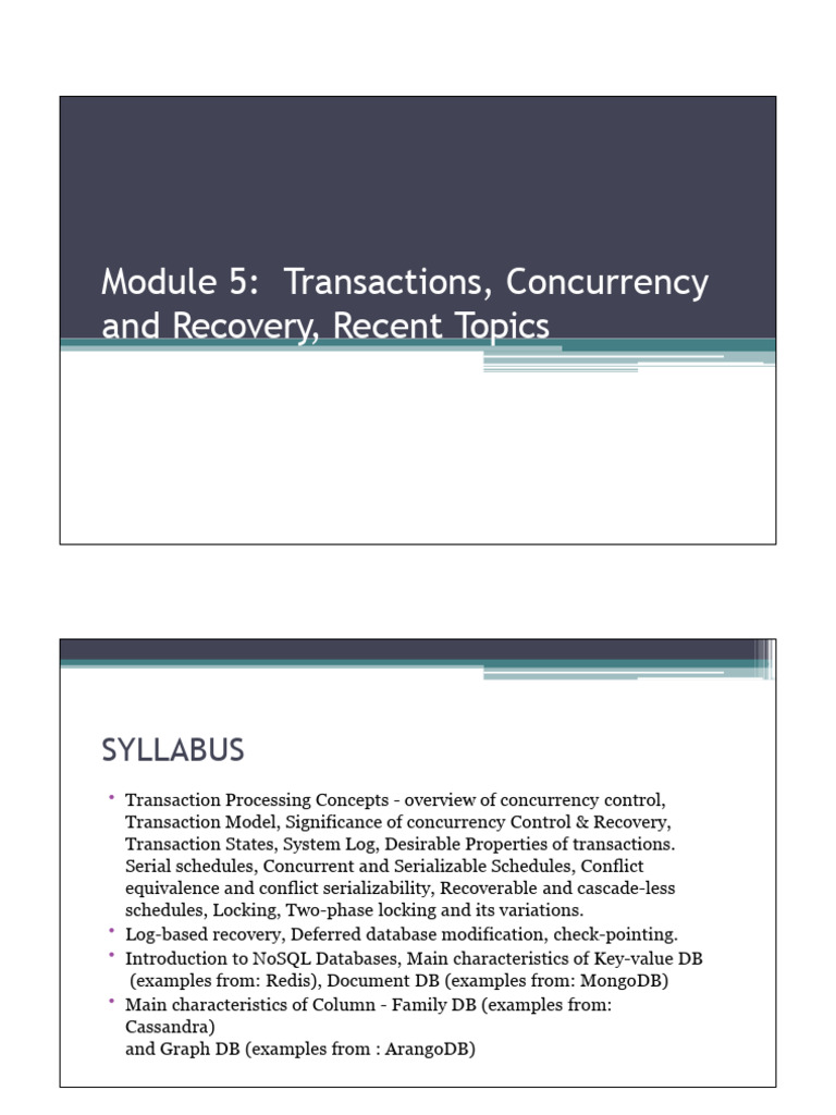 Transactions and Concurrency Control | PDF | Database Transaction | Concurrency (Computer Science)