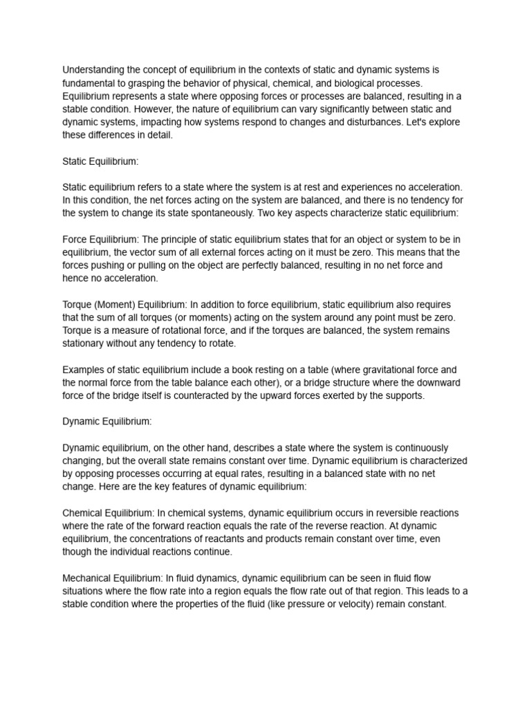 Understanding The Concept of Equilibrium | PDF | Force | Chemical ...