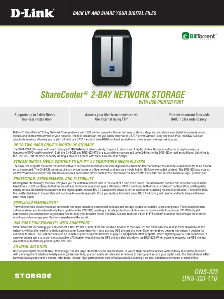 DNS-323 Ds | Download Free PDF | Hard Disk Drive | Usb
