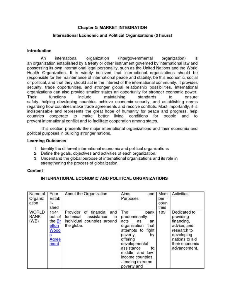 TCW - Module 6 - Market Integration | Download Free PDF | World Trade Organization | North ...