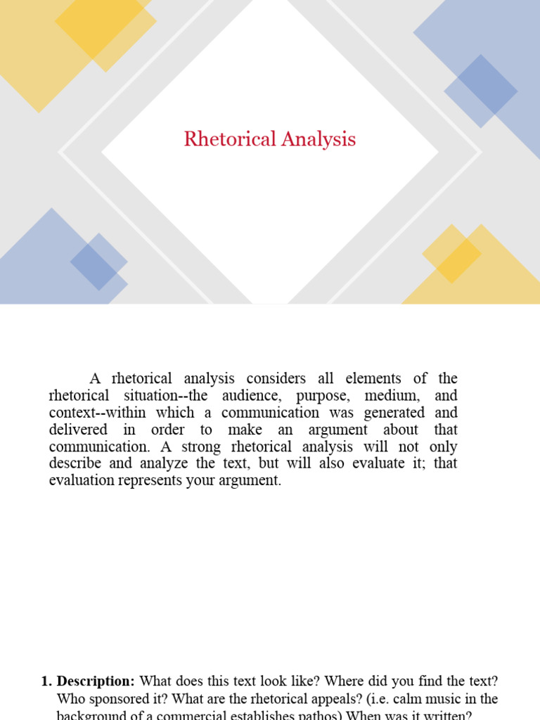 Rhetorical Analysis | PDF | Public Speaking | Rhetoric