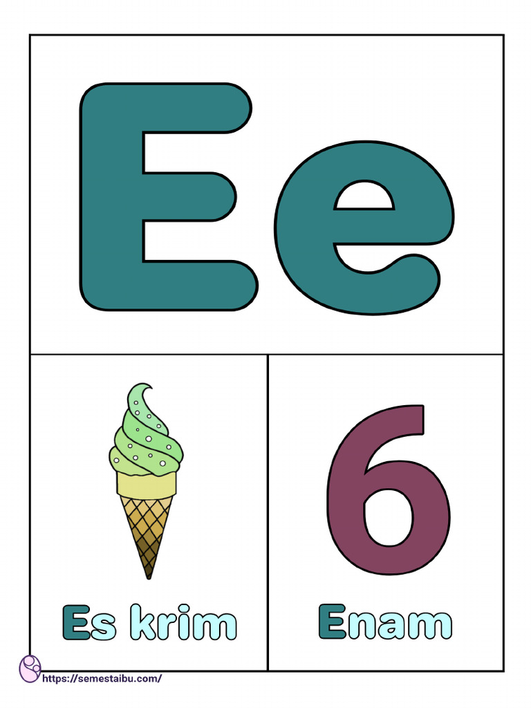 Mengenal Huruf Flashcard Anak e | PDF