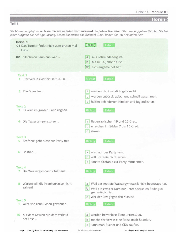 Module B1 - Hören Test 4 | PDF