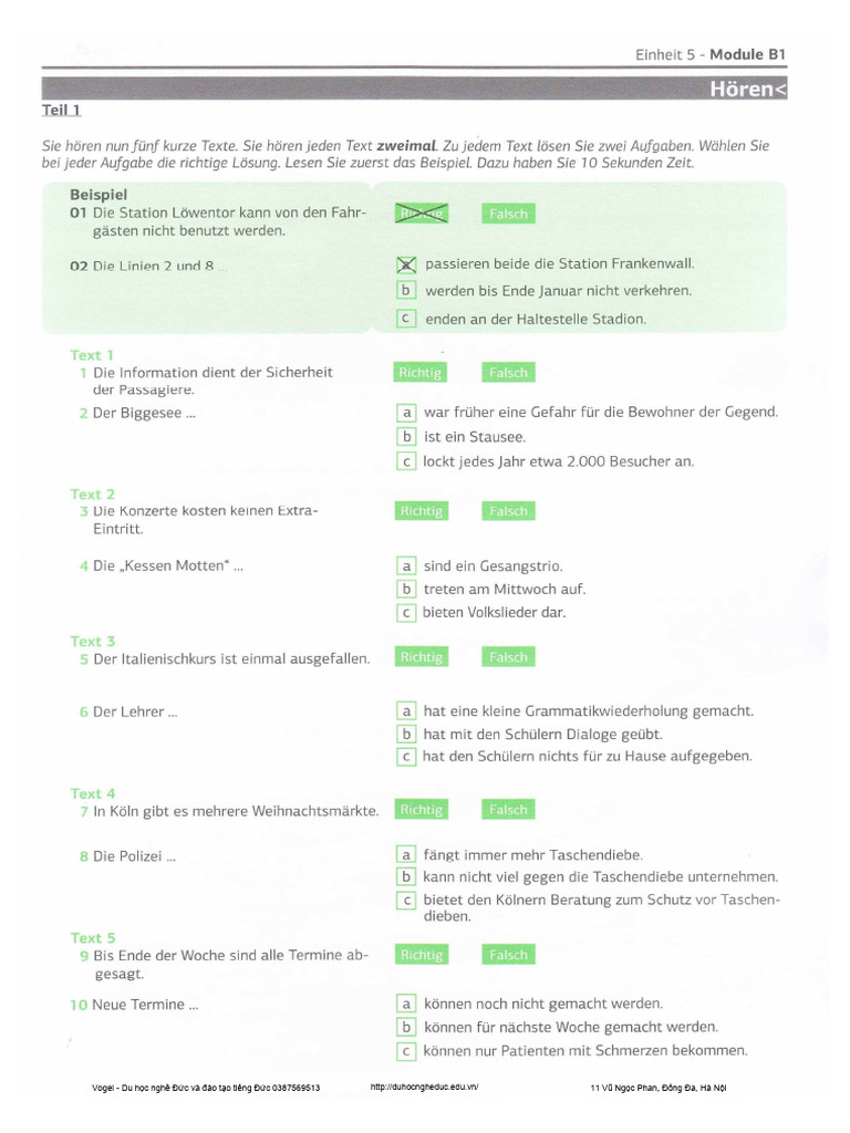 Module B1 - Hören Test 5 | PDF
